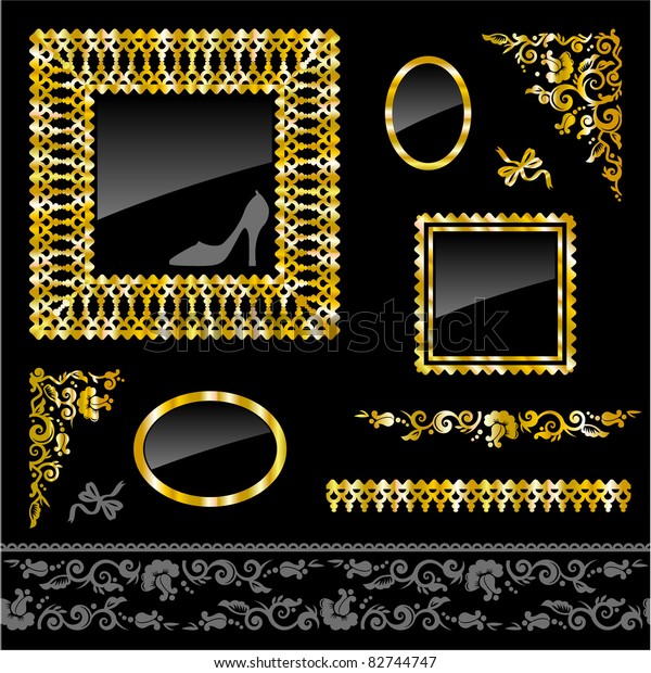 Elegant Frames Borders Design Elements Collection Stock Illustration ...