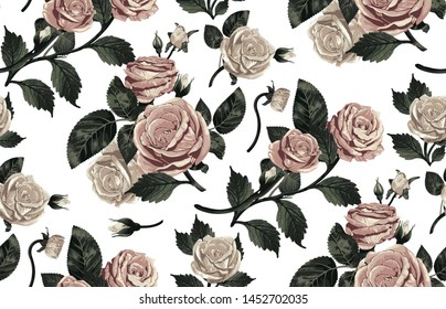 「Elegant Pattern Blush Toned Rustic Flowers」のイラスト素材 1452693347 ...