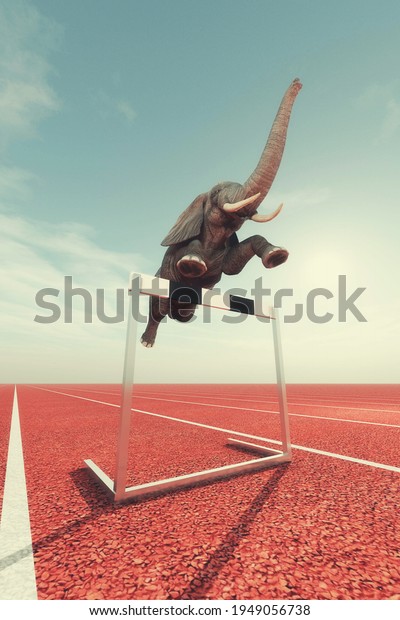Elephant On Running Track Doing Exercises Stock Illustration 1949056738 ...