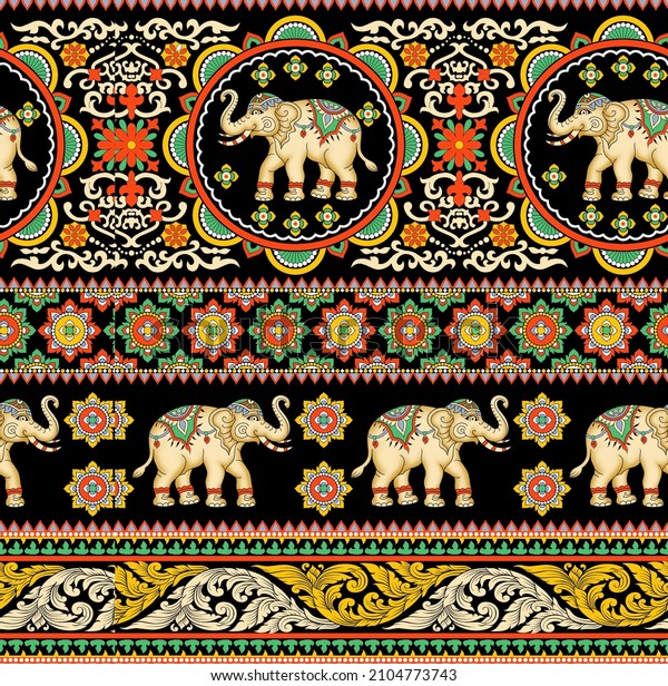 Elephant Pattern Thailand Elephant Pattern Thailand Stock Illustration ...