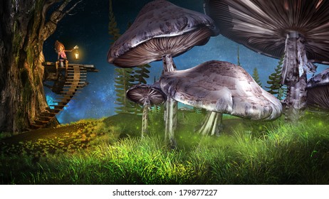 Elf Lantern Sitting Under Tree Stock Illustration 179877227 | Shutterstock