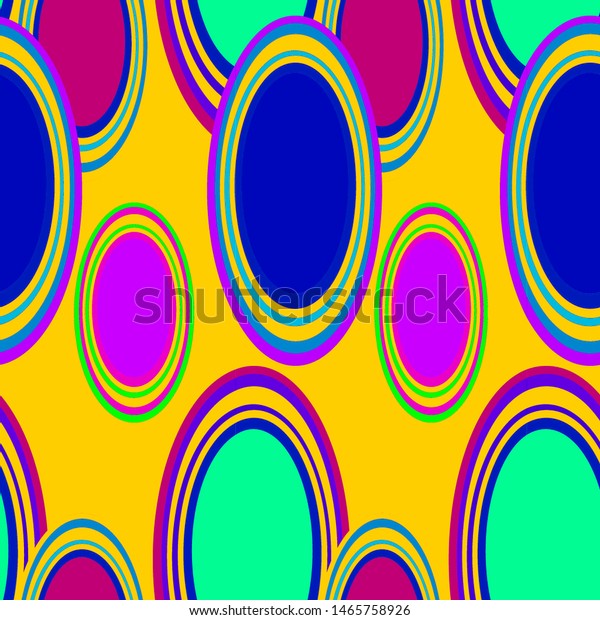 Ellipses Multicolor On Yellow Background Seamless Stock Illustration ...