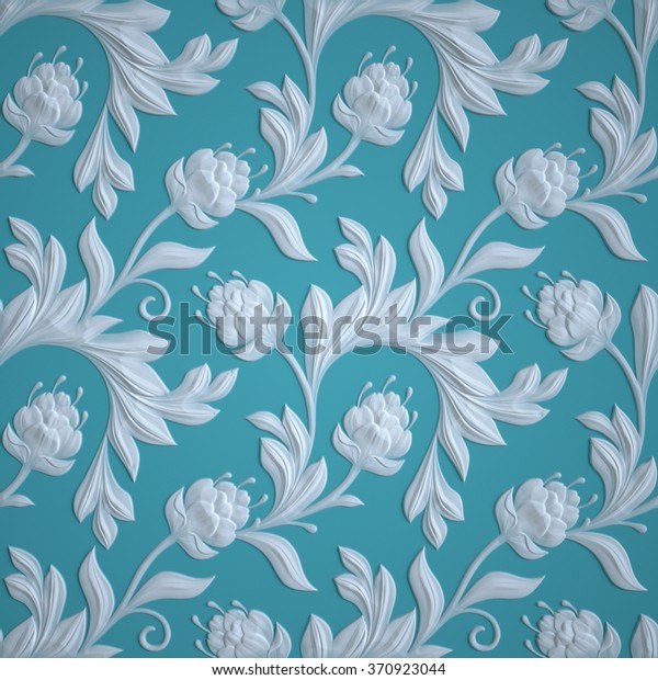 Embossed Flowers Pattern Blue Textured Paper: ilustrações stock ...