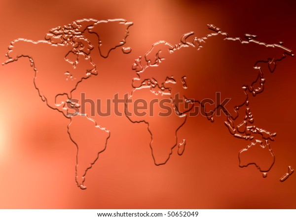 Embossed World Map On Copper Plate: ilustrações stock 50652049 ...