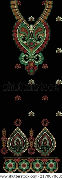 Embroidery Neck Border Design Pattern Patch Stock Illustration ...