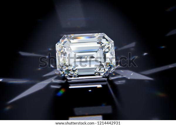 Emerald Cut Diamond Caustics Rays On Stock Illustration 1214442931 ...
