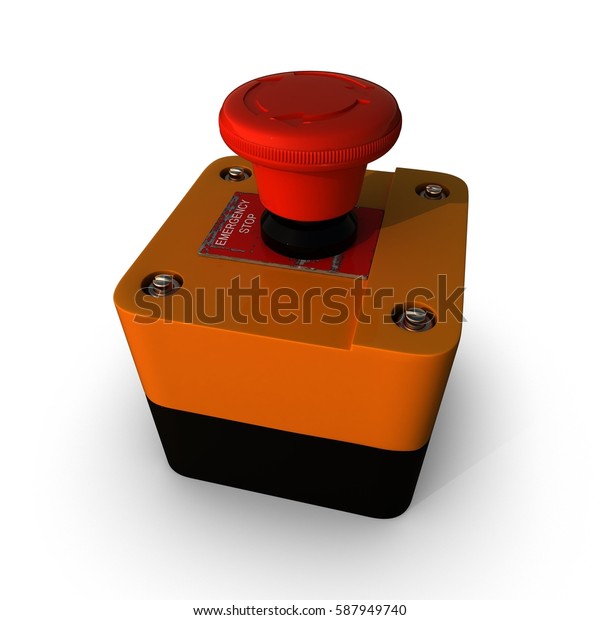 Emergency Red Stop Button 3d Illustration Stock Illustration 587949740 ...