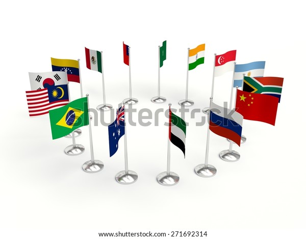 Emerging Markets Small Flags Countries Circle Stockillustration 271692314