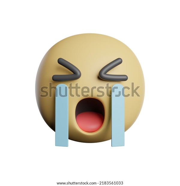 Emoticon Crying Face 3d Rendering Illustration Stock Illustration ...
