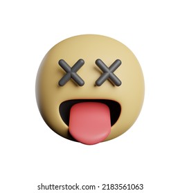 Emoticon Dead Face 3d Rendering Illustration Stock Illustration ...