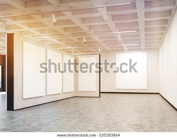 Empty Art Gallery Blank Posters Hanging Stock Illustration 520183864 ...