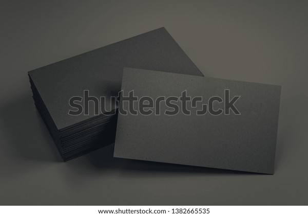 Empty Black Business Card Stack On Stock Illustration 1382665535 ...
