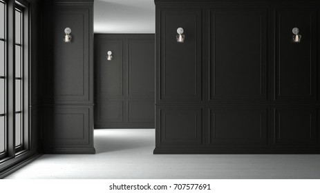 Empty Black Studio Interior Classic 3d Stock Illustration 707577691 ...