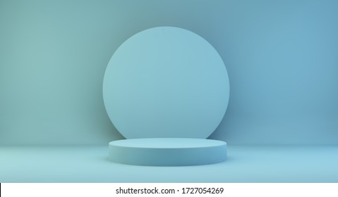 Empty Blue Platform Product Presentation 3d Stock Illustration ...