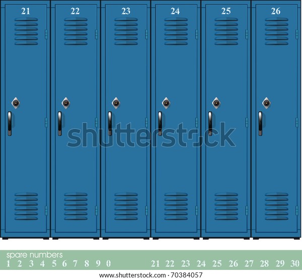 Empty Blue School Lockers Combination Locks Stock Illustration 70384057