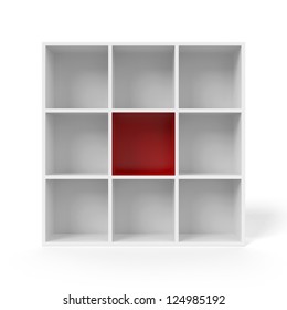Empty Bookshelf Red Segment Isolated On Stock Illustration 124985192 ...