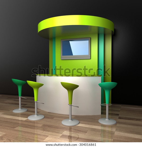 Empty Booth Isolated On White Original Stock Illustration 304016861