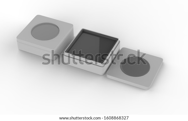 Empty Box Transparent Window Mockup Template Stock Illustration ...