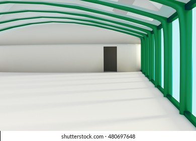 Empty Commercial Hall Inside 3d Illustration Stock Illustration ...