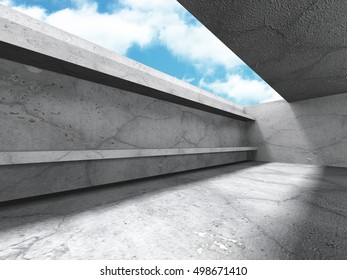 Empty Concrete Room Interior Ceiling Window Stock Illustration ...