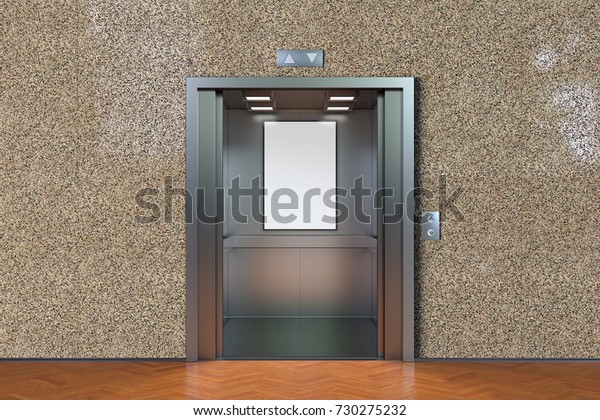 Empty Elevator Cabin Open Doors Blank Stok İllüstrasyon 730275232 ...