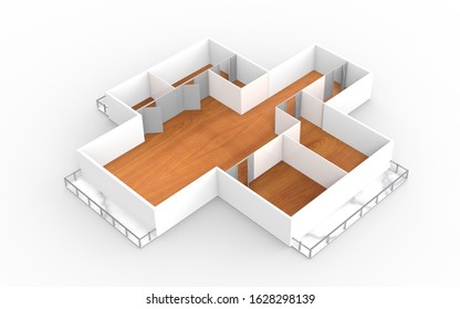 Empty House Interior Model Showing Walls Stock Illustration 1628298139 ...