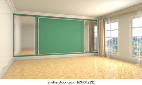 Empty Sunny Room Interior Wooden Floor Stock Photo 1266097456 ...