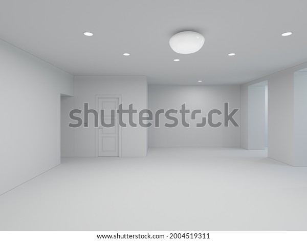 Empty Large Interior No Textures Furniture Stock Illustration ...