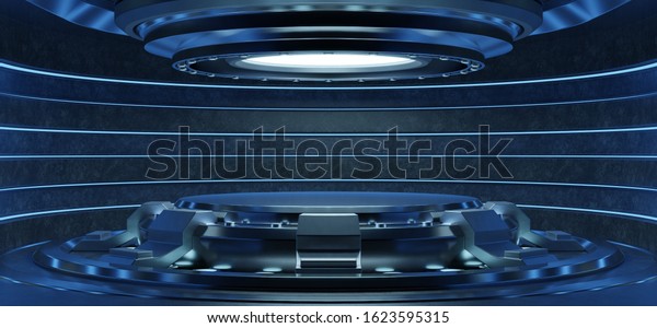 Empty Light Blue Studio Room Futuristic 库存插图 1623595315 | Shutterstock