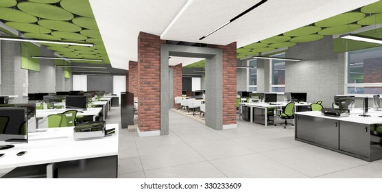 Empty Modern Office Interior Work Place Stock Illustration 330233609 ...