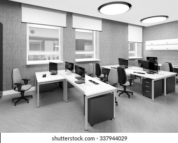 Empty Modern Office Interior Work Place Stock Illustration 337944029 ...