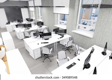 Empty Modern Office Interior Work Place 스톡 일러스트 349089548 | Shutterstock