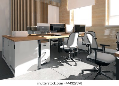Empty Modern Office Interior Work Place Stock Illustration 444329398 ...
