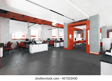 Empty Modern Office Interior Work Place Stock Illustration 457323430 ...