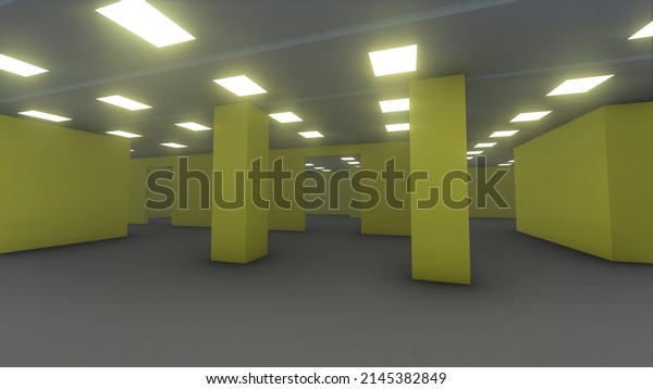 Ilustrasi Stok Empty Office Room Called Backrooms Three 2145382849 ...