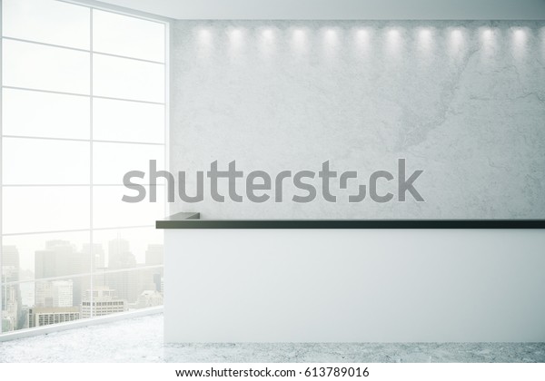 Empty Reception Desk Concrete Interior City Stock Illustration ...