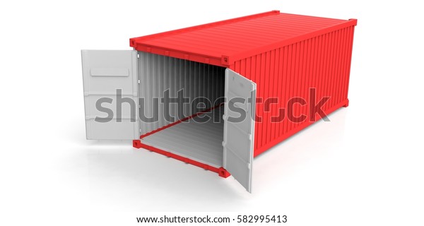 Empty Red Container Open Doors Isolated Stock Illustration 582995413 ...