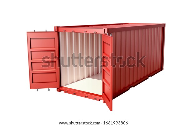 Empty Red Shipping Container Open Doors 库存插图 1661993806