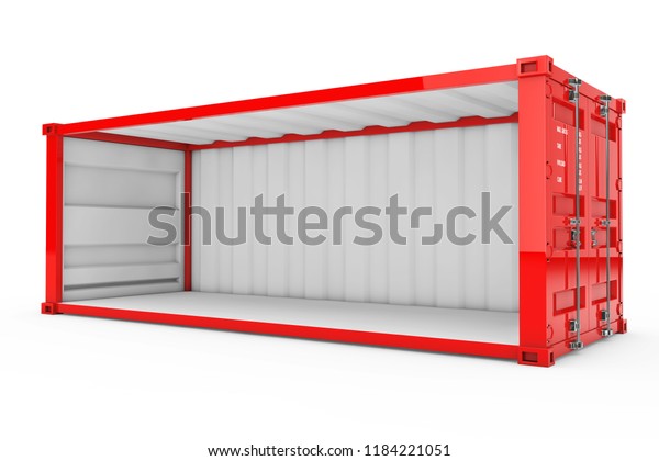 Stock ilustrace „Empty Red Shipping Container Removed Side“ 1184221051