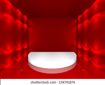 Empty Round Podium Presentation Pedestal Red Stock Illustration ...