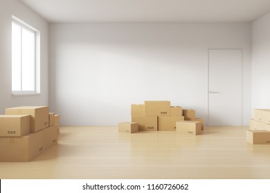 Empty Room Full Cardboard Boxes Move Stock Illustration 1160726062 ...