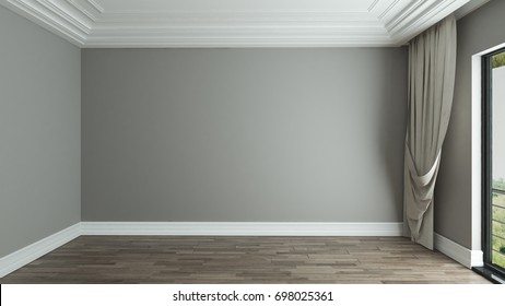 Empty Room Interior Design Background Curtain Stock Illustration ...