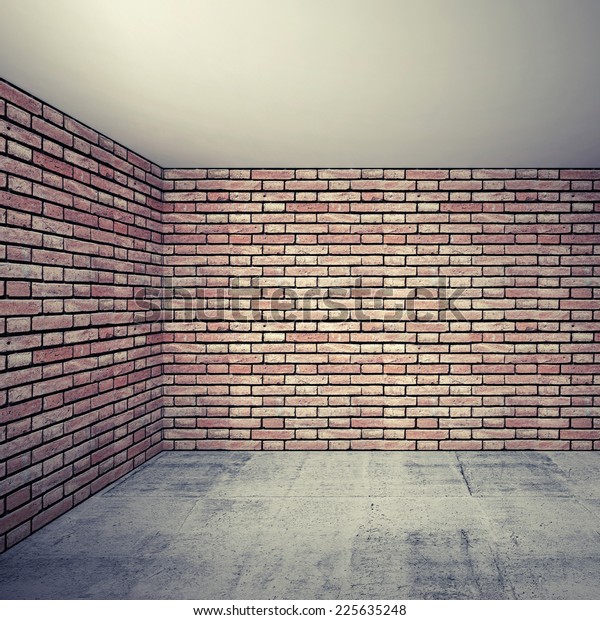 Empty Room Interior Red Brick Walls Stock Illustration 225635248 ...