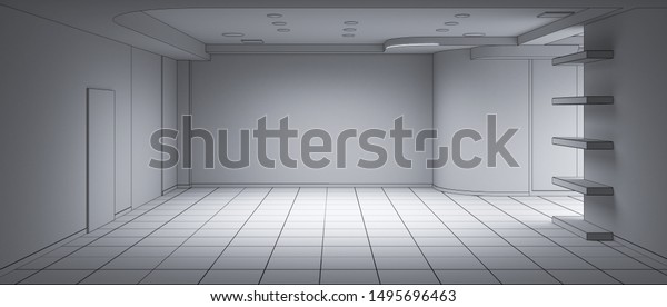 Empty Room Interior Visualization 3d Illustration Stock Illustration ...