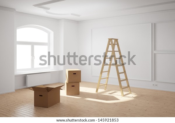Empty Room Ladder Boxes Moving Out Stock Illustration 145921853 ...