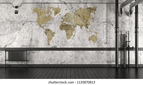 Empty Room Loft World Map On Stock Illustration 1133870813 | Shutterstock