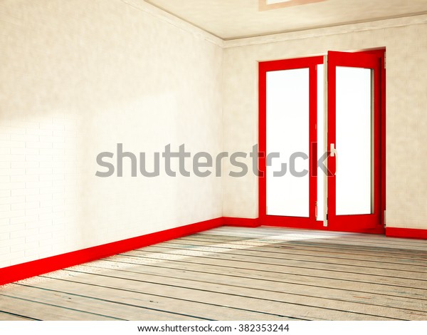 Empty Room Open Window 3d Rendering Stock Illustration 382353244 ...