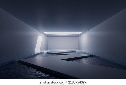 Empty Room Water Inside 3d Rendering Stock Illustration 2188754399 ...