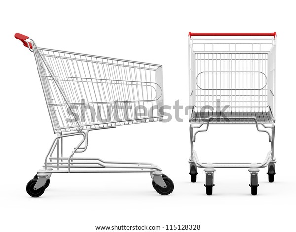 Empty Shopping Carts Side View Front Stock Illustration 115128328 ...
