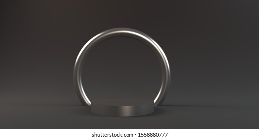 Empty Silver Podium Stage Ring Arch Stock Illustration 1546163705 ...